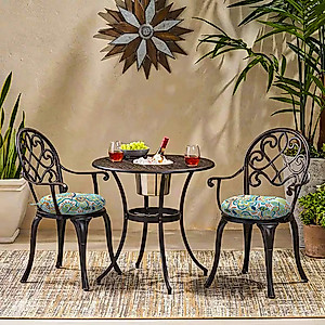 LVTXIII Outdoor Seat Cushions All Weather Patio Chair Pads with Ties, Comfortable Round Bistro Chair Cushions for Home Office and Patio Garden Furniture Decoration 15”x15”x4”, Set of 2, Flower Blue