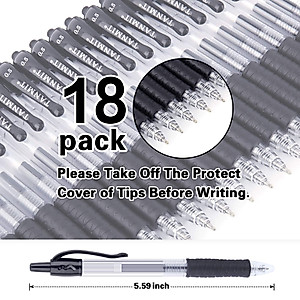 Tanmit Gel Pens Retractable Black Ink Rollerball Pens, Fine Point Ballpoint Writing Pen for Office - 0.5mm Tips with Comfort Grip (18-Pack)