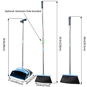 OLLSDIRE Broom and Dustpan Set for Home 2024 Indoor Broom with Dustpan Combo Set Upright Dust Pans with Long Handle Angle Broom for Kids Garden Pet Hair Lobby Wood Floor Sweeping Kitchen