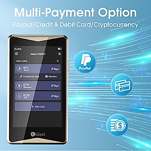 ELLIPAL Hardware Cryptocurrency Wallet Cold Wallet Gold Titan, 100% Air-gapped & Internet Isolated, Anti-Tampering, Supporting Multi-Currency, w/Mnemonics Card, Ideal for BTC XRP ETH USDT TRX HBAR