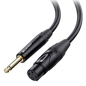 Cable Matters XLR to 1/4 TS Microphone Cable 6 ft, Unbalanced Female XLR to Male 1/4 (6.35mm) TS Cable