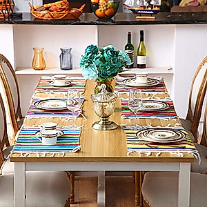 10 Pieces Mexican Table Place Mats Assorted Mexican Serape Placemats Washable Table Mats for Cinco de Mayo Mexican Fiesta Party Wedding Decorations, 18.1 x 12.6 Inch