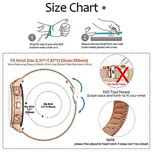 Abanen for Garmin Venu 2 Plus/Venu Sq 2 / Vivoactive 5 Watch Band, 20mm Quick Release Metal Mesh Stainless Steel Wristband Strap for Vivomove Sport/Trend (Rose Gold)