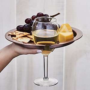 Old Dutch Hammered Antique Copper Wine Glass Holder, Set of 4 Buffet Plates, 9.75 (5470HAC)