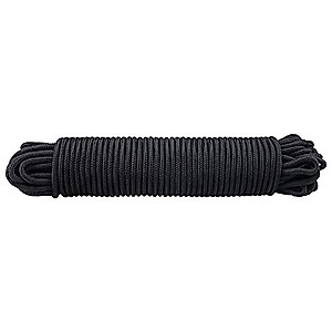 jijAcraft Nylon Rope,100 Feet Black Nylon Rope,1/4 Inch Solid Braided Rope Thick Strong Nylon Rope for Multi-Purpose Tie Down,Clothesline,Gardening,Craft Projects