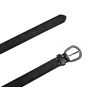 HiiFeuer Viking Fenrir Embossed Faux Leather Buckle Belt, Medieval Knight Belt (Black)