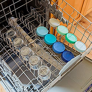 Youngever 8 Sets Glass Baby Food Storage, Baby Food Glass Containers with Airtight Lids, 8 Coastal Colors (8 Ounce)