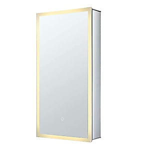 Fine Fixtures Bathroom Medicine Cabinet, Aluminum, Recessed/Surface Mount, 42" x 30", 2 Door, Mirrored w/LED