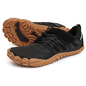 WHITIN Men's Trail Running Shoes Minimalist Barefoot Wide Width Toe Box Size 12 Gym Workout Fitness Low Zero Drop Sport Breathable Beach Black Gum 45