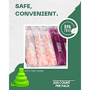 CHILL³CUBES 200 Disposable Popsicle Mold Bags - Easy Fill & Zip Seal, Popsicle Sleeves Bags for DIY Frozen Treats, Parties & More - BPA-Free