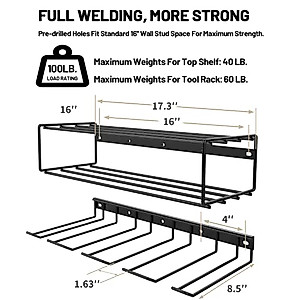 MY RUSTIC Power Tool Organizer Wall Mount and Drill Holder Wall Mount, Cordless Drill Tool Organizer, Garage Tool Holder Wall Mount for Handheld Power Tools Heavy Duty Floating Tool Shelf-1-Pack