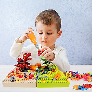 Dinosaur Take Apart Toys with Electric Drill for Kids, Dinosaur Toys for Kids 3-5, Dinosaurs Building Construction Toy Set Educational Learning STEM Toys Gift for 3 4 5 6 7 Year Old Boys & Girls