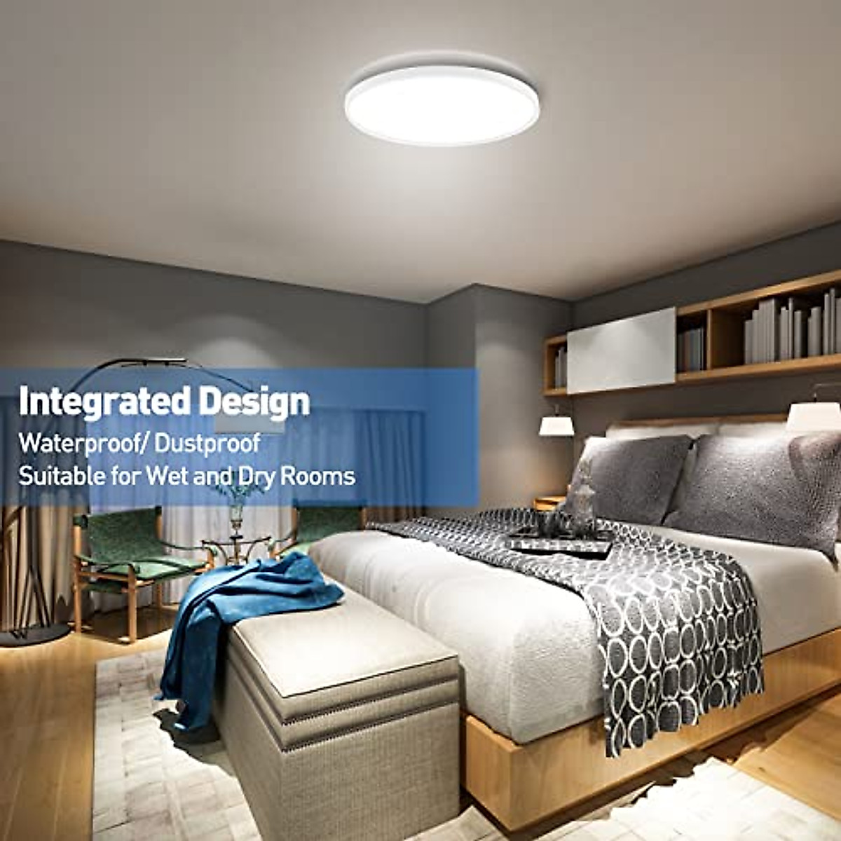 Eyesgood LED Ceiling Light Fixture Flush Mount 12 Inch 28W Lamparas de Techo Flat Bedroom Lights for Ceiling 6000K Round Ceiling Lamp Lighting for Bathroom Kitchen Basement