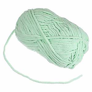 HARFINGTON Chenille Yarn Velvet Blanket Yarn 100g/3.5oz #6 Super Bulky Polyester Soft Knitting for Crochet Weaving Bag Scarf Hat, Light Green