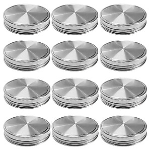 Stainless Steel Mason Jar Lids, Storage Caps with Silicone Seals for Regular Mouth Size Jars, Polished Surface, Reusable and Leak Proof, Pack of 12 (12-Pack Regular Mouth stainless steel)