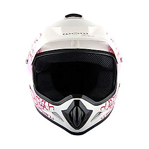 WOW Youth Kids Motocross BMX MX ATV Dirt Bike Helmet Pink Flower