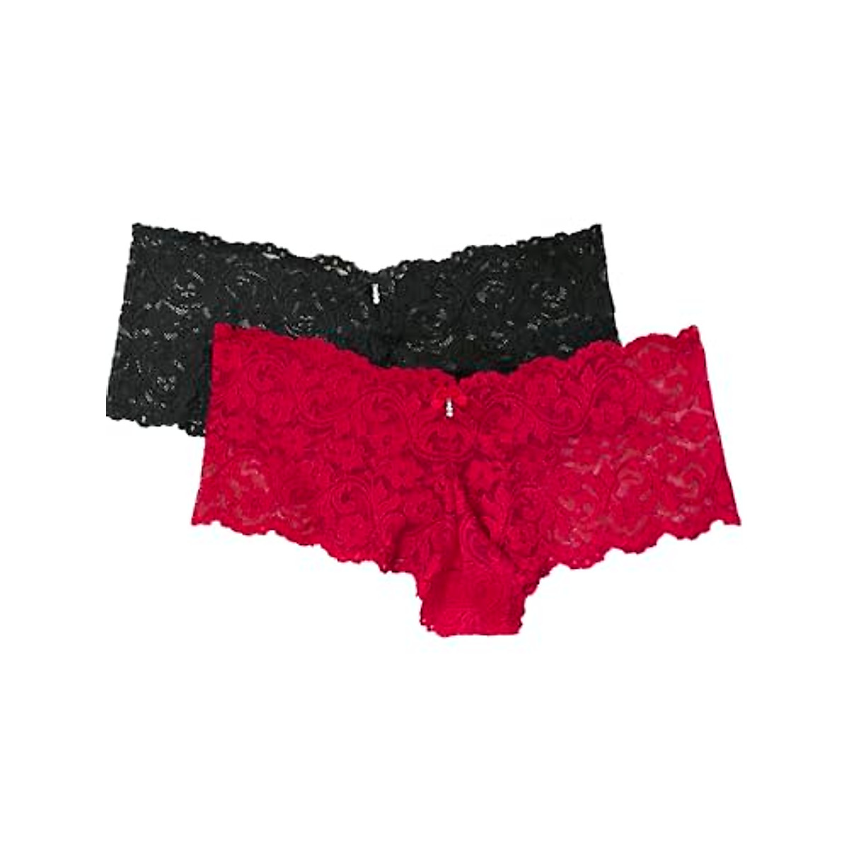 Smart & Sexy womens Signature Lace Cheeky Panty 2 Pack Underwear, No No Red/Black Hue, 9 US