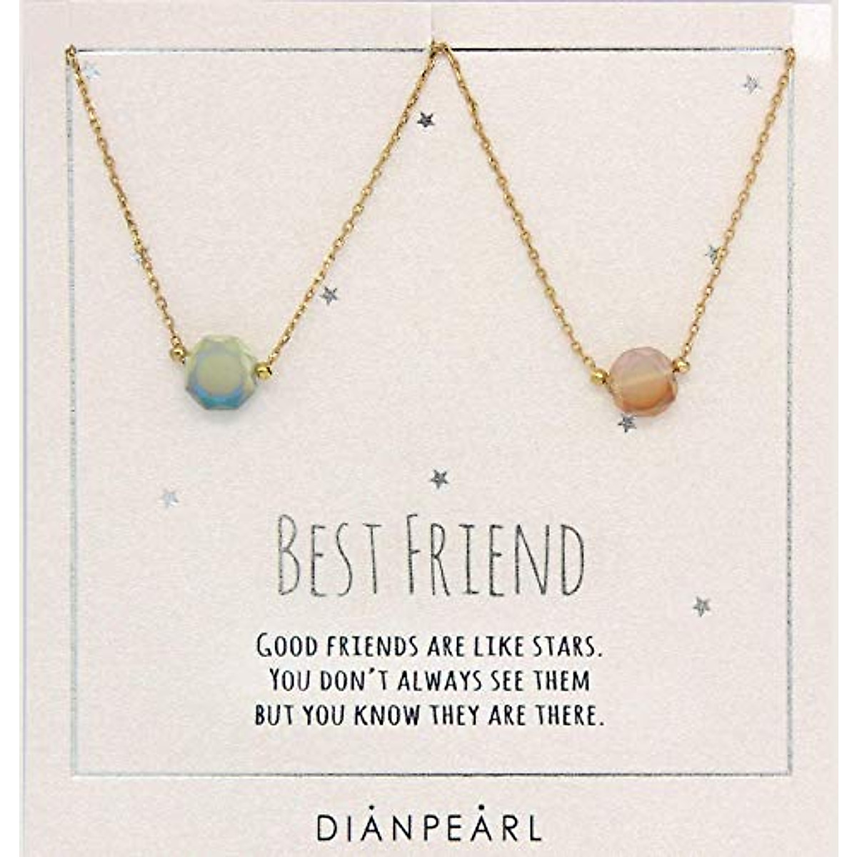 Best friend necklace, BFF Necklace, friendship necklace for 2, Gold dainty necklace, simulated gemstone necklace, valentines day