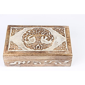 ARTISENIA Father's Day Gifts Wooden Tree of Life Keepsake Decorative Whitewash Finished Jewelry Box Tarot Card Decks Box Storage Organiser for Girls Women