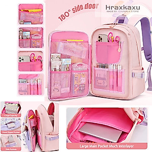 Cute Bunny Backpack, Kawaii Bunny Backpacks Girls,Back To School Large Capacity Waterproof Bookbag for Grades 1-6 Bags(Purple)