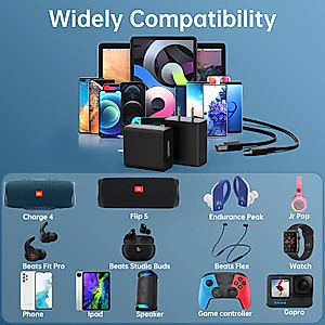 5V 2A USB C Power Adapter for Beats Flex Headphones, Beats Studio 3, JBL Charge 4, JBL Charge 5, JBL Pulse 4, JBL Flip 5, Flip 6, JR POP, Endurance Peak 2 Charger Cord