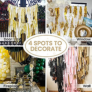 PartyWoo Purple Green Gold Balloons 50 pcs and Crepe Paper Streamers Gold 4 Rolls