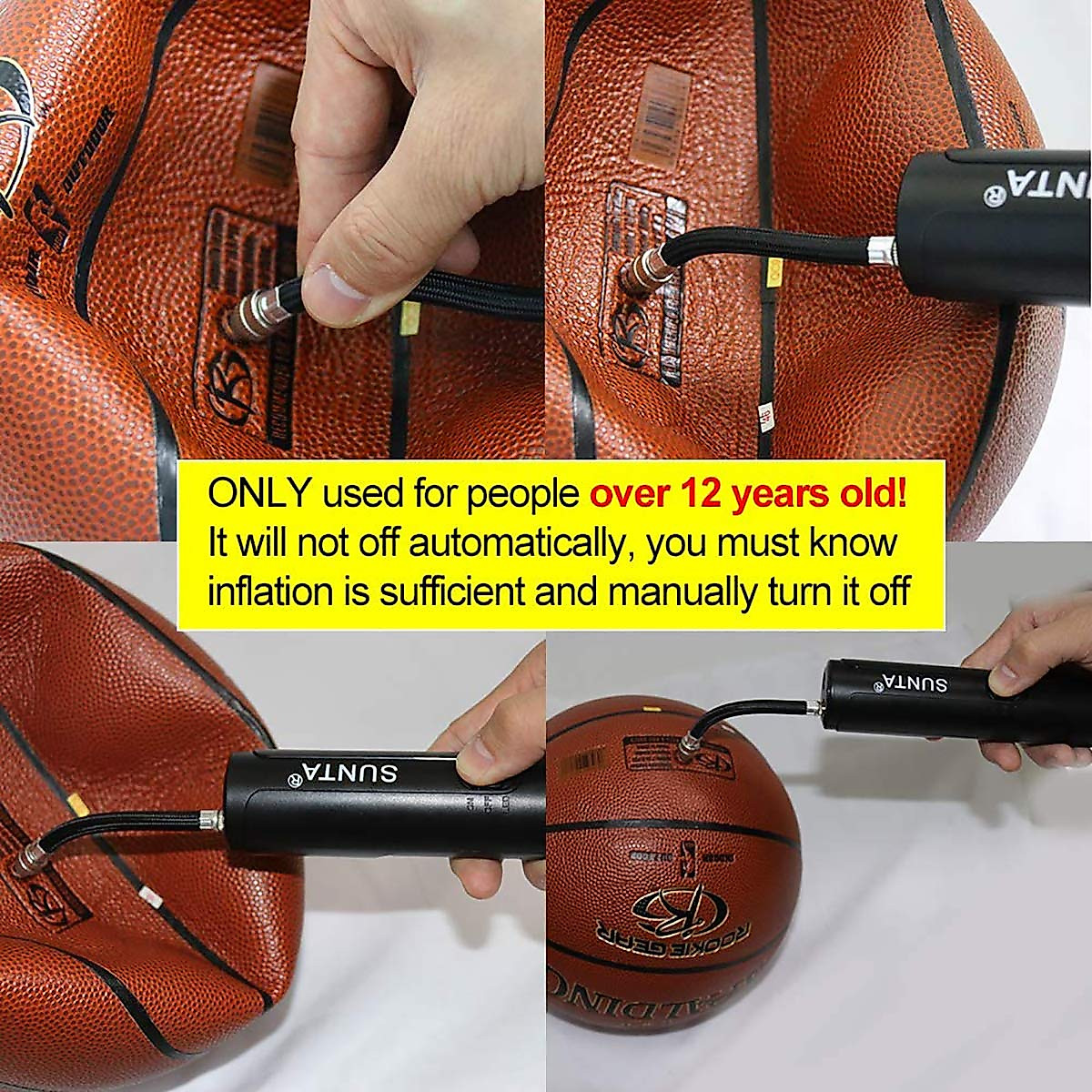 Automatic Electric Ball Pump, Air Pump with Needles for Balls, Basketball, Soccer, Volleyball, Football, Rugby, Inflatables and More