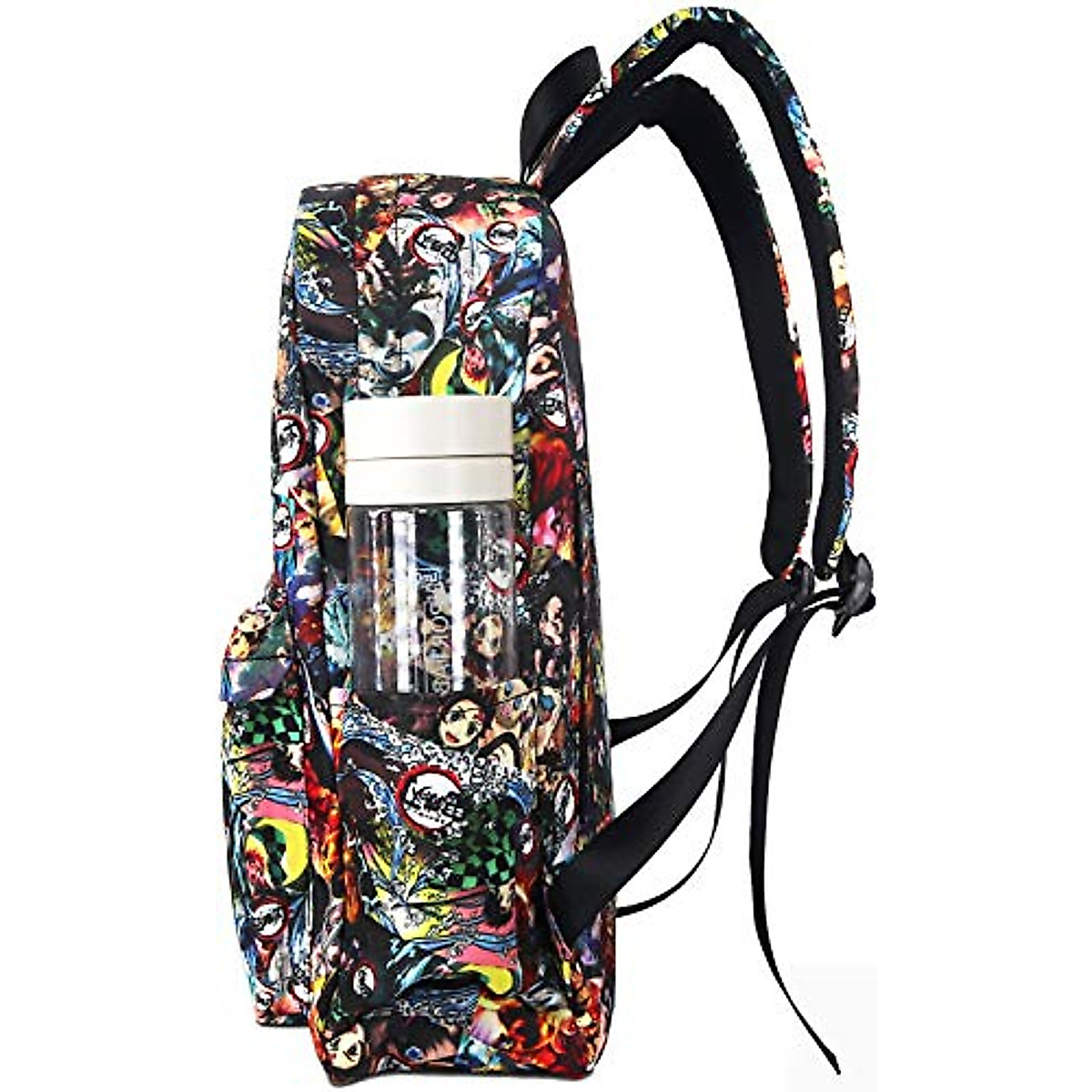 Roffatide Anime Demon Slayer Kimetsu no Yaiba Backpack All Over Printed Schoolbag Laptop Backpack Cosplay Daypacks Black