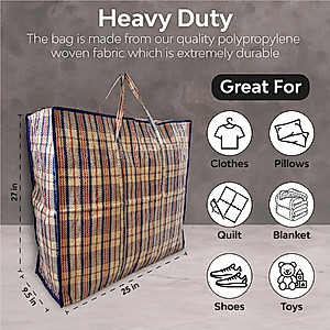 Set of Two Extra Large 23 Inch X 23 Inch X 7 Inch Plaid Storage Laundry Reusable Lightweight Organizing Bag with Zippers and Handles