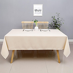 Wewoch Beige Rectangle Tablecloth Wrinkle Resistant Washable Fabric Table Cloth for Dining,Kitchen, Parties Weddings and Outdoor Use 60 Inch by 84 Inch