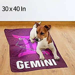 AUSMART Constellation Zodiac Gemini Throw Blanket Flannel Microfiber Luxury Warm Soft Cozy Blanket for Couch, Car, Bed Sofa Dorm Water Beds Gift X-Small 40x30In ( Toddler ) Pet