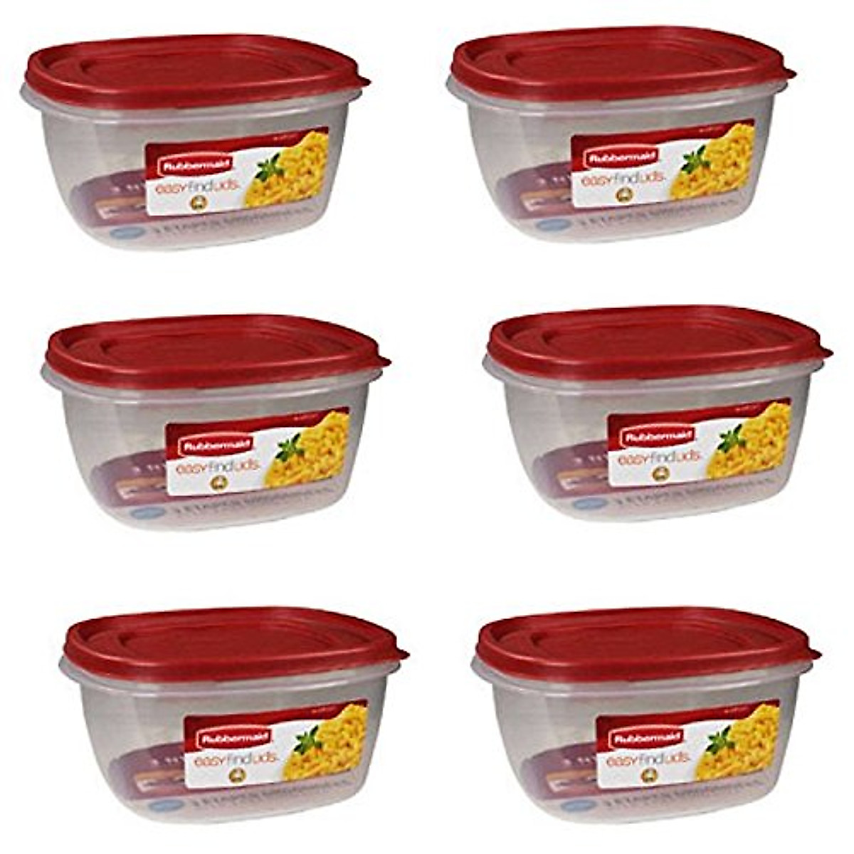 Rubbermaid 071691405320 Food, 6-Pack, Red