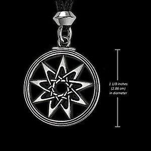 Ninefold Goddess Pendant Wiccan Pagan 9 Point Star Necklace - Pewter