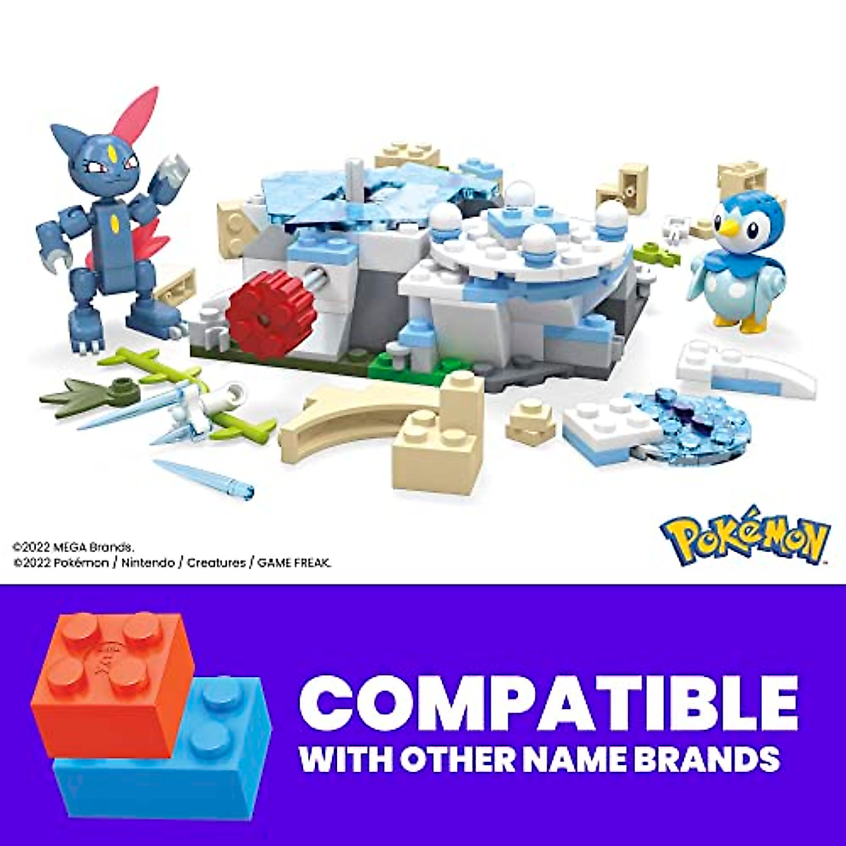 MEGA Pokémon Building Toys Set, Piplup and Sneasel’s Snow Day with 183 Pieces, 2 Poseable Characters and Motion, for Kids