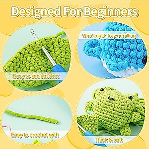 Crochet and Knitting Yarn for Beginners 3x1.76oz Yarn for Crocheting with Easy-to-See Stitches Chunky Cotton-Nylon Blend Easy Yarn Kit for Beginner Crocheting Set 262 Yards, Purple&Orange&Blue