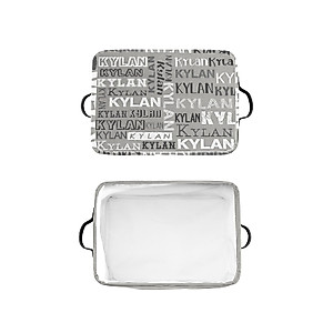 Text Gray Fabric Storage Basket for Organizing Closet Shelf Nursery Toy Decorative Closet Organizers with Handles Cubes