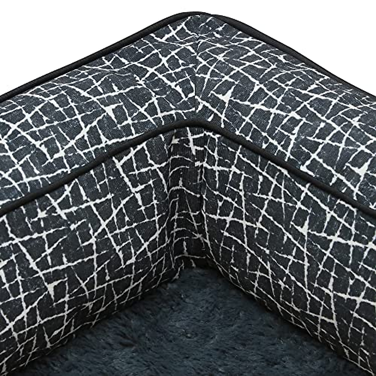 long rich Rectangle Pet Bed, Cozy Latex Foam Dog Sofa Bed for Small, Medium, and Large Pets, Waterproof PV Plush Fabric Pet Cushion,Non-Slip (30" x 20" x 6.5", Printed Canvas-Grey) (LTX-BLACK-M-4697)