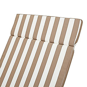 Christopher Knight Home Salem Outdoor Water Resistant Chaise Lounge Cushion, Brown And White Stripes, 79.25" L x 27.50" W x 1.50" H
