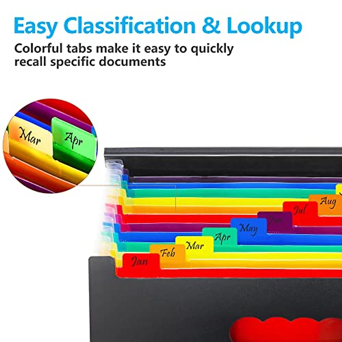 Sooez 13 Pocket Expanding File Folder, Premium Monthly Document Organizer, Accordian File Folder Organizer, Accordion Folder, Letter A4 Paper Document Storage Organizer, Black
