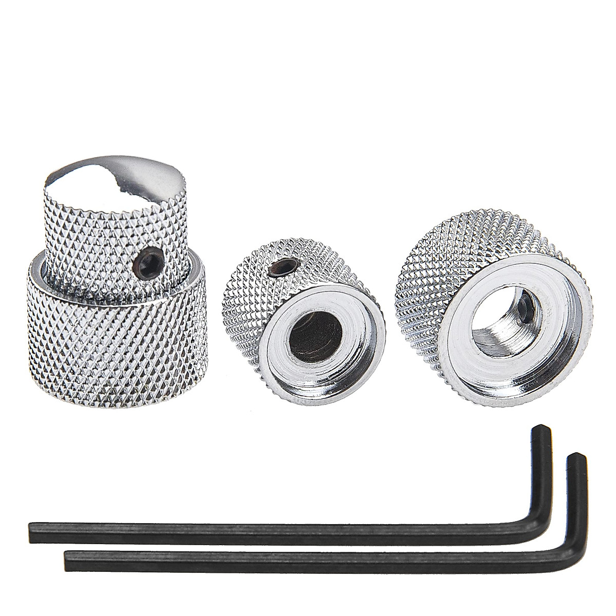 2Pcs Yootones Metal Guitar Dual Concentric Stacked Control Knobs Compatible with Electric Guitar Bass (Silver)