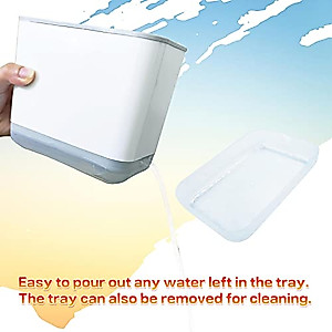 ZUIWAN Kitchen Dish Brush Holder for Kitchen Sink,Utensil Drying Caddy,Scrubber/Bottle Brush/Sponge Holder,Kitchen Sink Counter Organizer has Removable Drain Tray,Plastic(Gray and White)