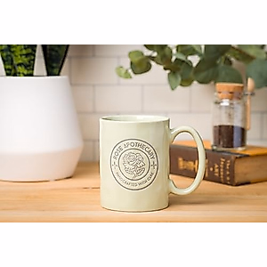 Silver Buffalo Schitt's Creek Rose Apothecary Circle Badge Wax Resist Ceramic Pottery Mug, 17 Ounces