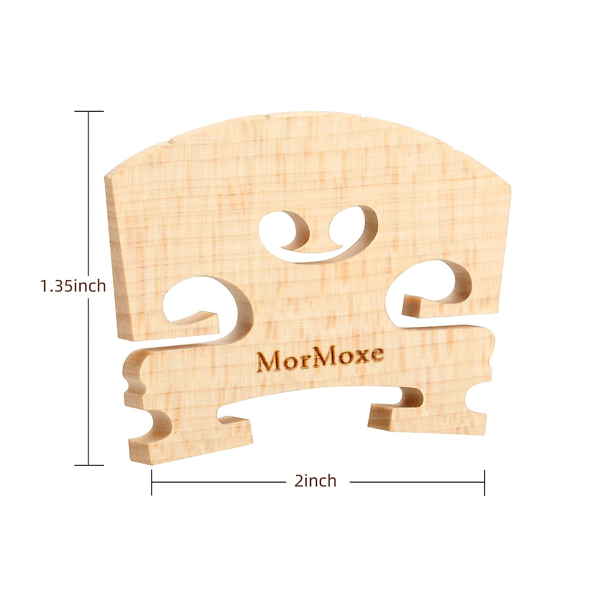 MorMoxe Violin Bridge 4/4 Full Size, Hand-Carved Maple, Direct Fit, Fully Adjusted Violin String Slots and Feet - Violin Bridge