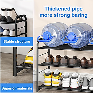 AIYAKA 3-Tier Shoe Rack Storage Organizer, Metal Stackable and Adjustable Shoe Rack for 12 Pairs of Shoes for Entryway Closet Doorway, Black