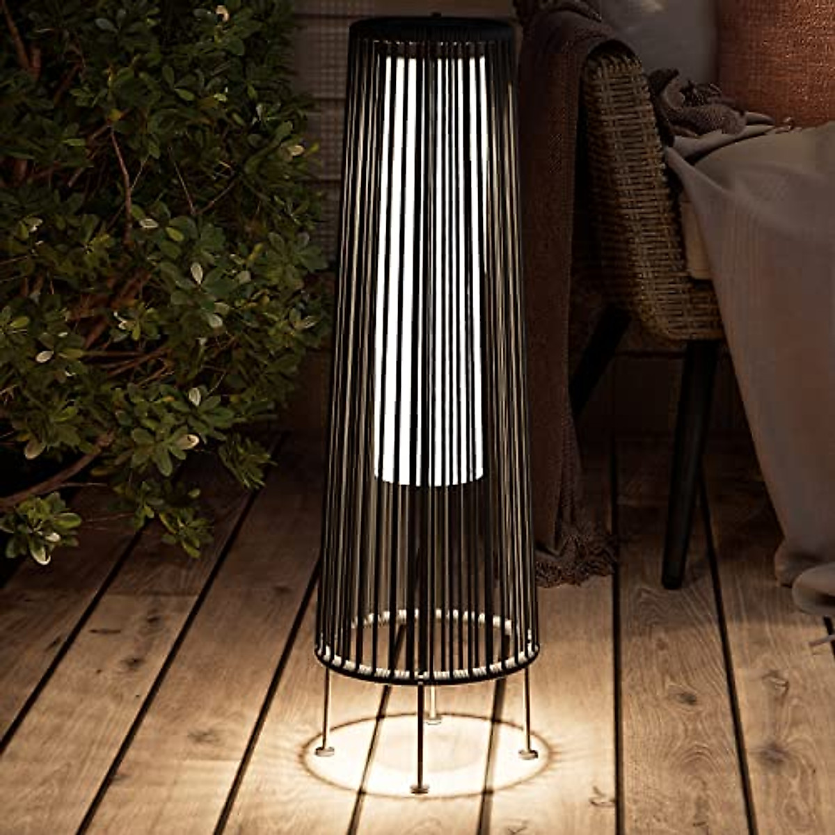 Grand patio Outdoor Floor Solar Light 2-Pack, All-Weather Wicker Solar Patio Lamp Waterproof Outside Solar Deck Lamp for Porch, Yard, Garden, Lawn Decorations - Dark Brown, Gordes 2 PCS