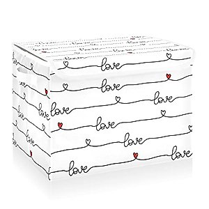 CaTaKu Large Fabric Storage Bins With Lids,Valentine's Day Line Storage Boxes With Handles for Organizing Clothes, Collapsible Storage Cube Bins Baskets for Shelves