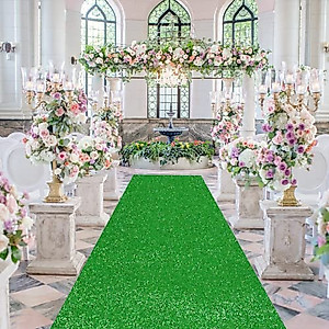Wedding Aisle Runner Green Sequin Aisle Runner for Wedding Ceremony 4FTx15FT Wedding Runner Aisle Runway Glitter Aisle Runners for Parties Wedding Accessories Aisle Carpet for Bridal Shower Decor
