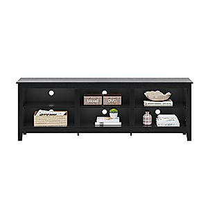 Panana TV Stand 6 Cubby Television Stands Cabinet 6 Open Media Storagefor TVs up to 80 Inches, 70 Inch (70 Inches Black)