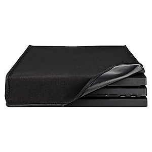 eXtremeRate Black Horizontal Dust Cover for PS4 Pro Console, Soft Neat Lining Dust Guard for PS4 Pro Console, Anti Scratch Waterproof Cover Protector Sleeve for PS4 Pro Console