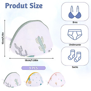 cobee 3 Pack Bra Washing Bag For Laundry, Printed Pattern Mesh Wash Bag For Bras, Non-Deform 3D Bra Washer Protector for Washing Machine